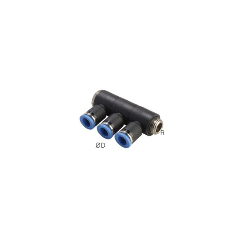 Steck-Mehrfachverteiler, 3-fach G 1/4"-4mm, IQS-Standard, 28,90