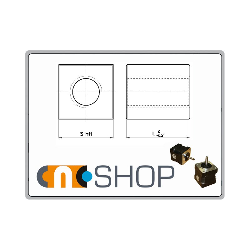 Trapezoidal nut 12x3 right hand thread, square, machining steel, 16,0